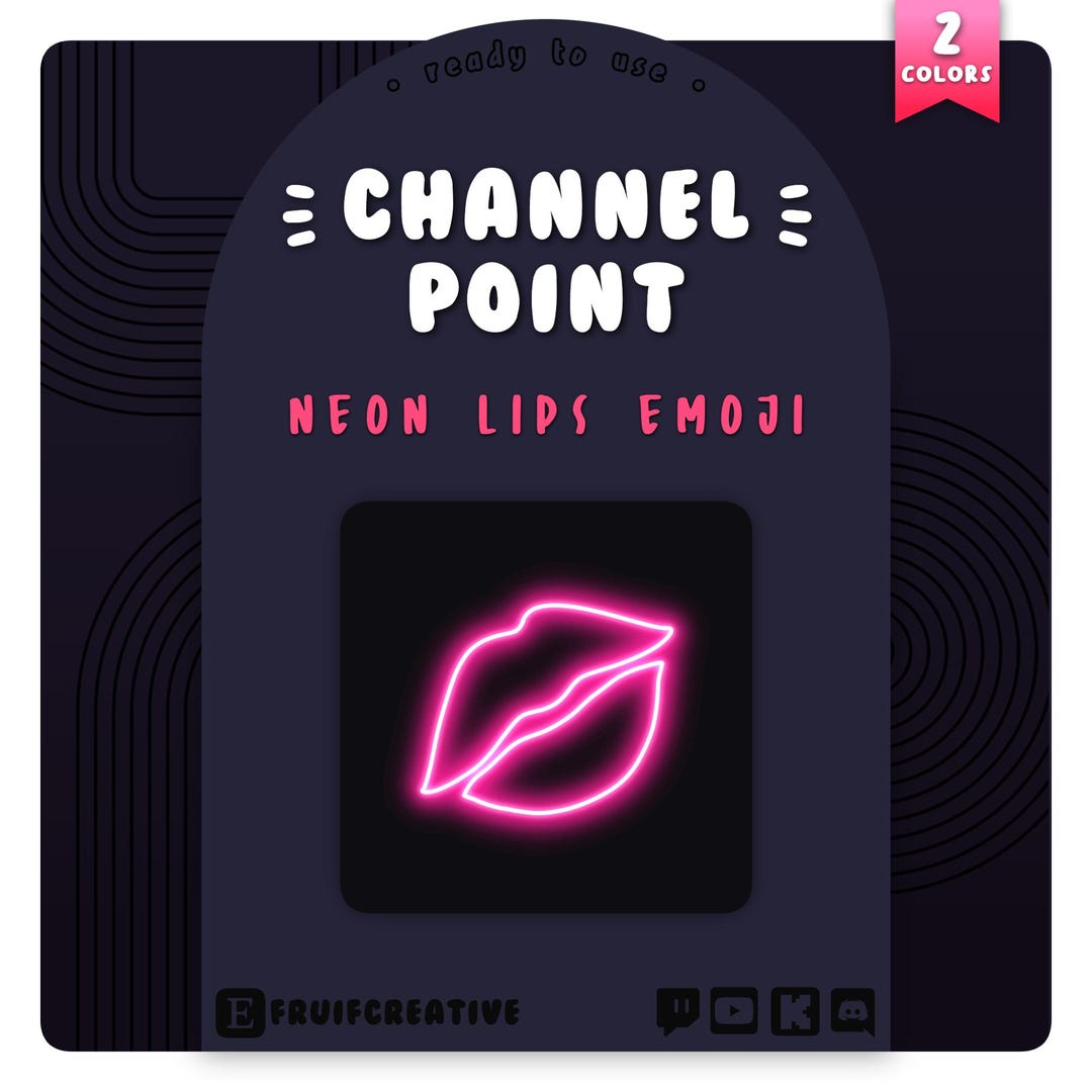 Twitch Channel Point | Red Lips Emoji | Cute Stream Decoration | Neon ...