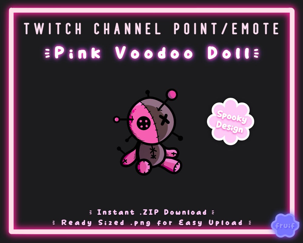 Twitch Channel Point Pink Voodoo Doll Cute Stream Decoration Witchy ...