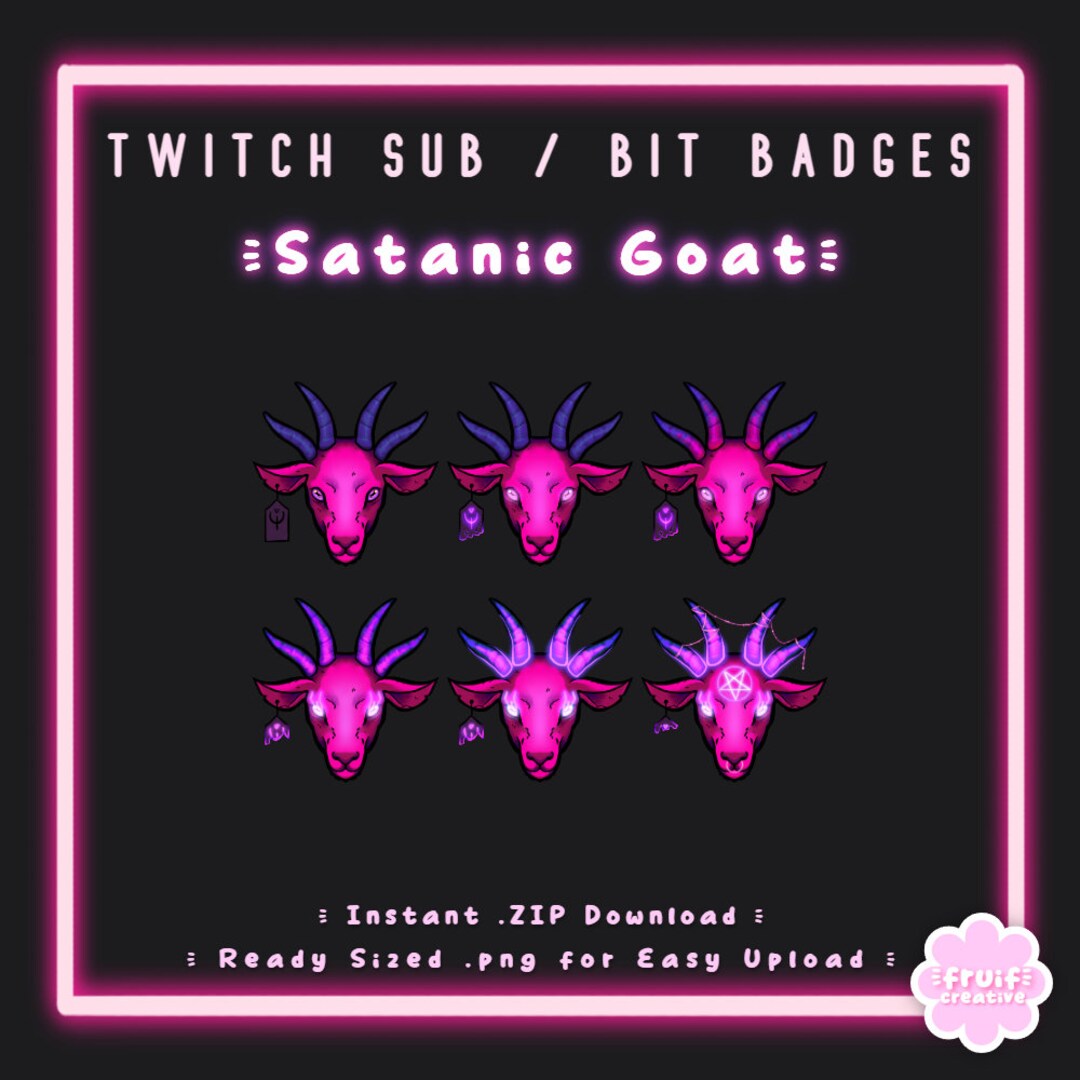 6 Twitch Sub Badges Magenta Satanic Goat Aesthetic Neon Goth Witchy ...