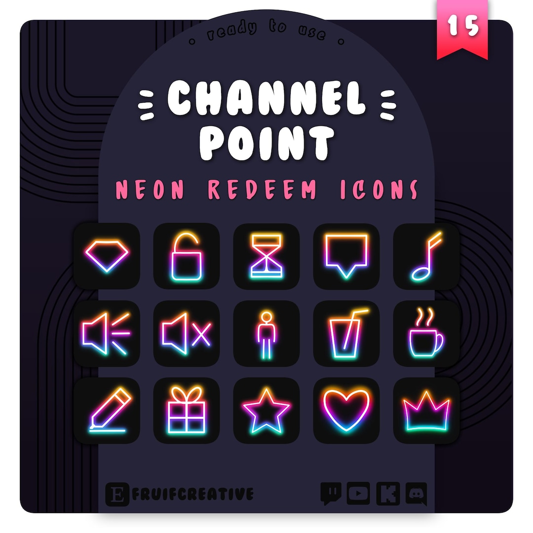 Twitch Channel Point Redeem Package | Neon Rainbow Badges | P2U - Etsy