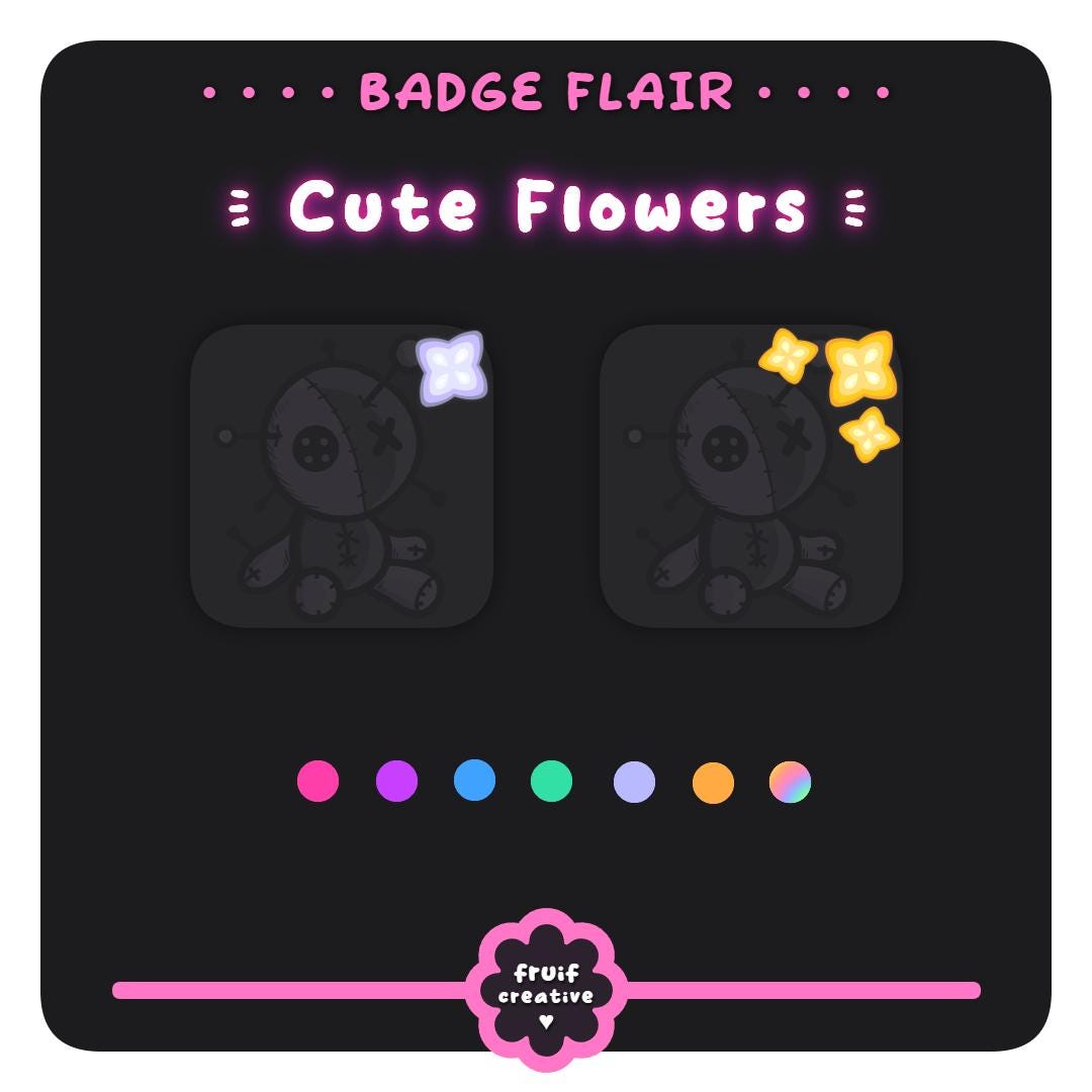 Twitch Sub Badge Flair Cute Flowers 7x Tier 2, 7x Tier 3 Included ...