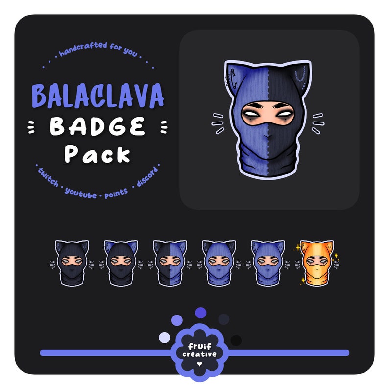 8 Sub/bit Twitch Badges Balaclava Kitty Emo Blue Baddie Cute Goth Icons ...
