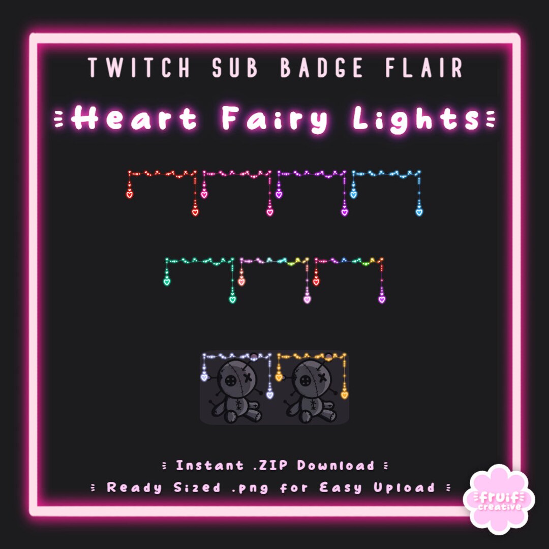 Twitch Sub Badge Flair Heart-string Fairy Lights 9 Colours Included ...