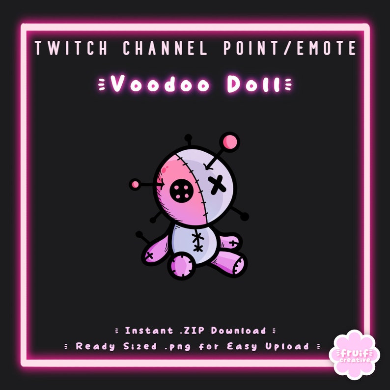 Twitch Channel Point Pink Voodoo Doll Cute Stream Decoration Witchy ...