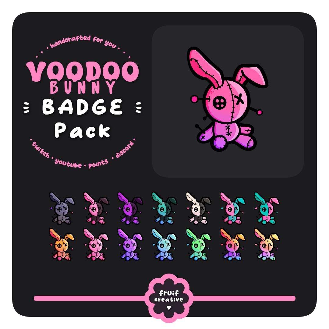 15 Sub/bit Twitch Badges Voodoo Bunny Spooky Stream Icons Witchy Edgy ...