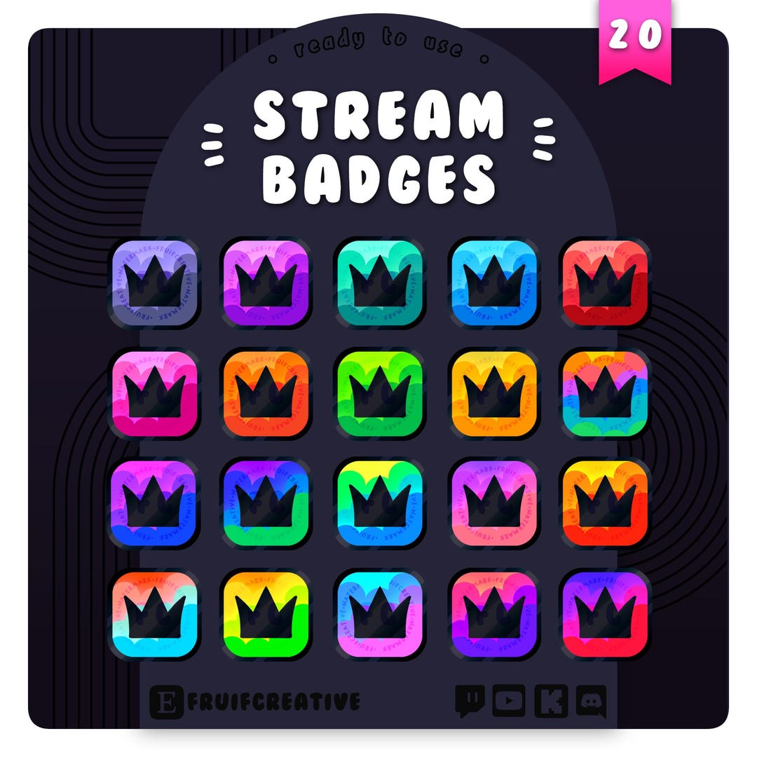 Twitch Badges: Crown Emblems | Rainbow Bit/sub Set (digital Download ...