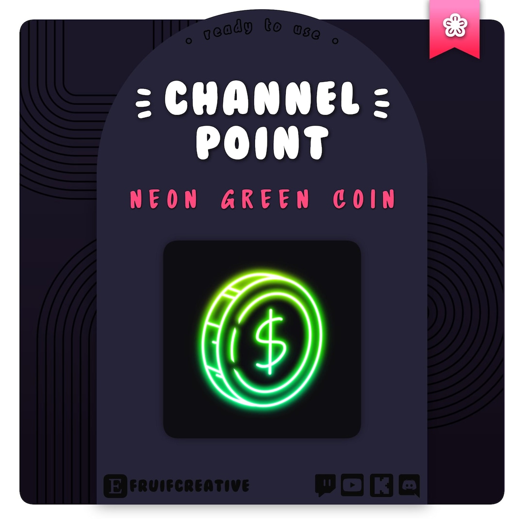 Twitch Channel Point | Neon Coin - Green | Stream Decoration | Emote ...