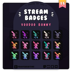 15 Sub/bit Twitch Badges | Voodoo Bunny | Spooky Stream Icons | Witchy ...