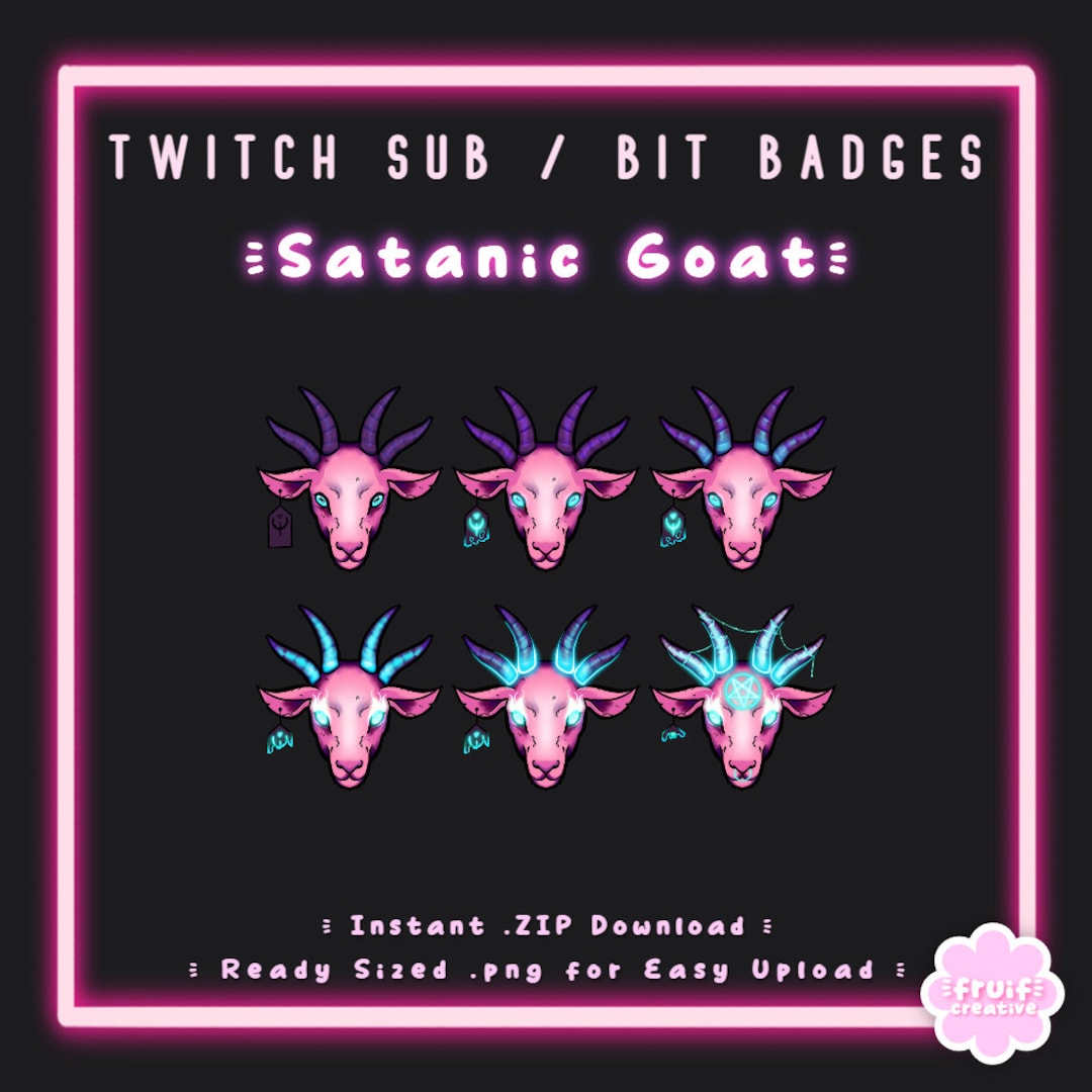 6 Twitch Sub Badges Pink Satanic Goat Aesthetic Neon Goth Witchy Dark ...