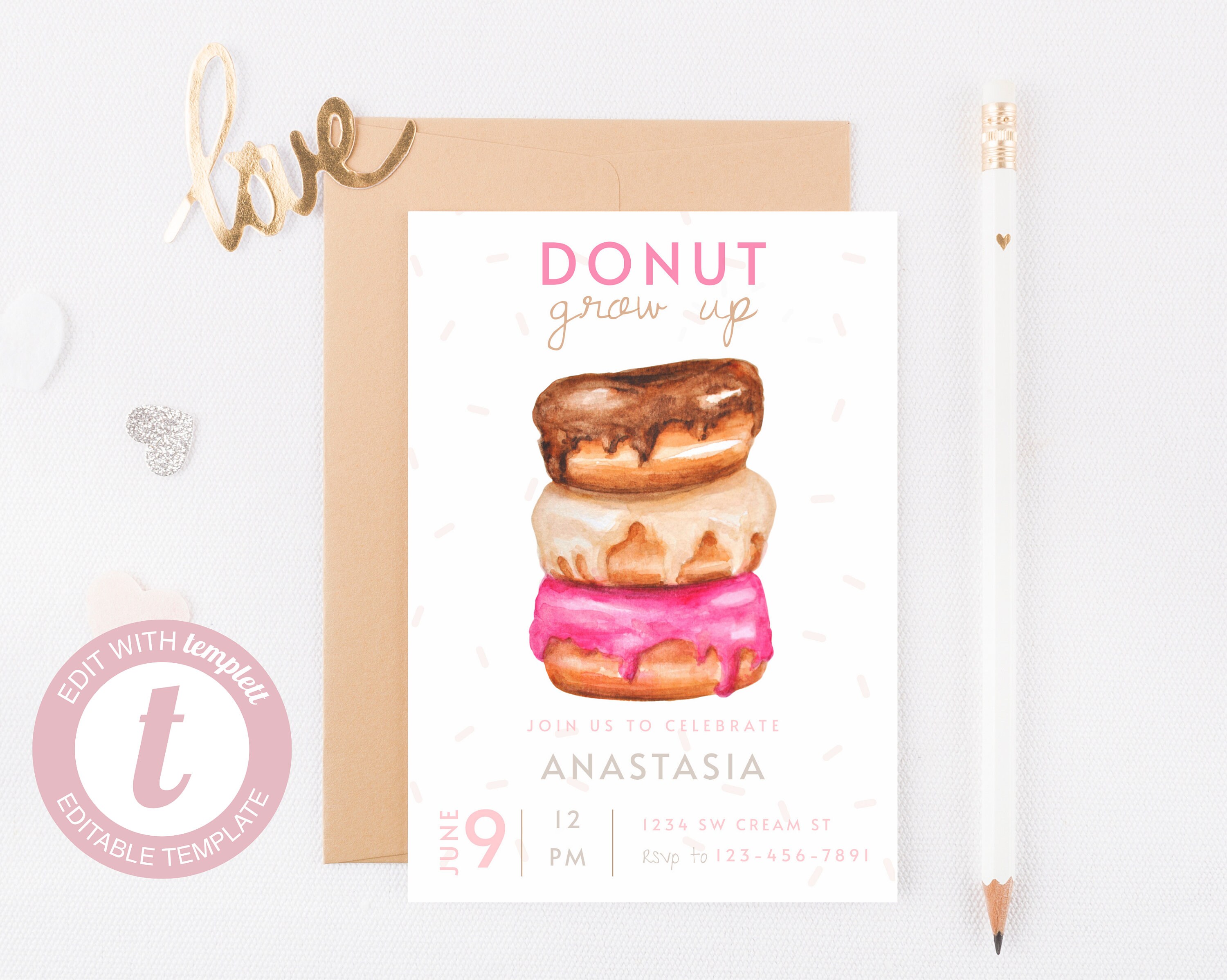 EDITABLE Donut Birthday Invitation, Donut Invitation, Donut Invite ...