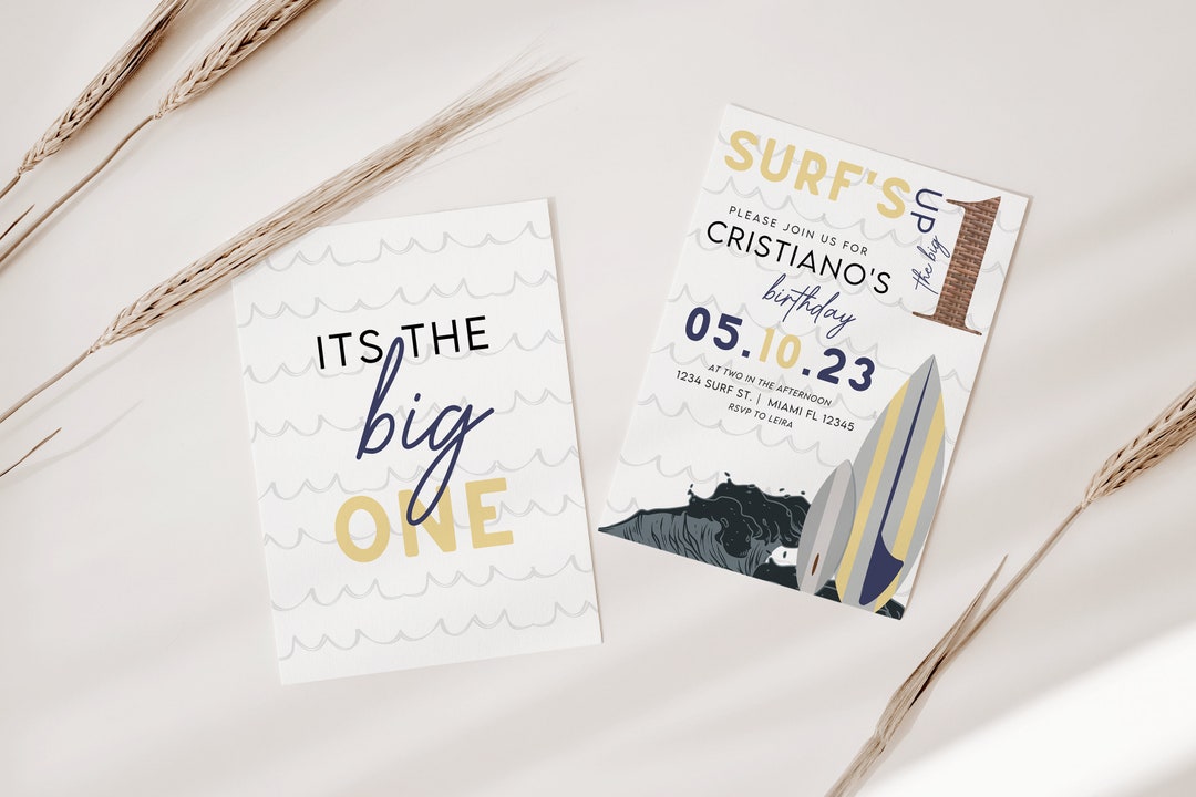 EDITABLE Surfs up Birthday Invitation | Surf Themed Party Invite ...