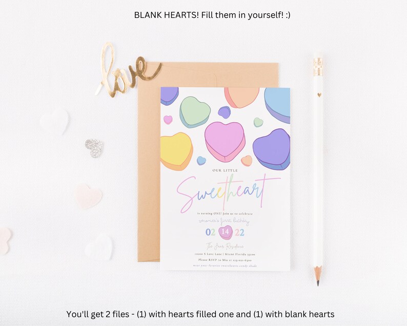 EDITABLE Sweetheart Valentine Invitation | Conversational Heart Invite ...