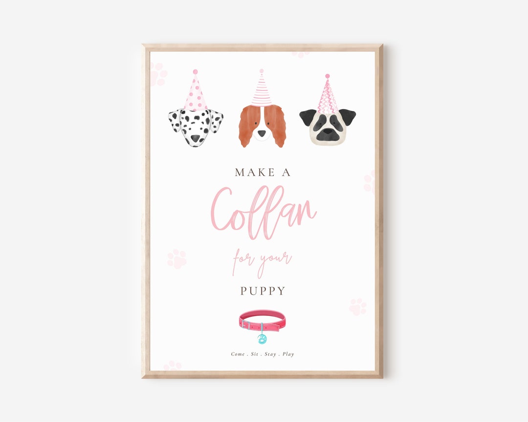 INSTANT DOWNLOAD Make a Collar Sign, Printable, Dog Birthday Party ...