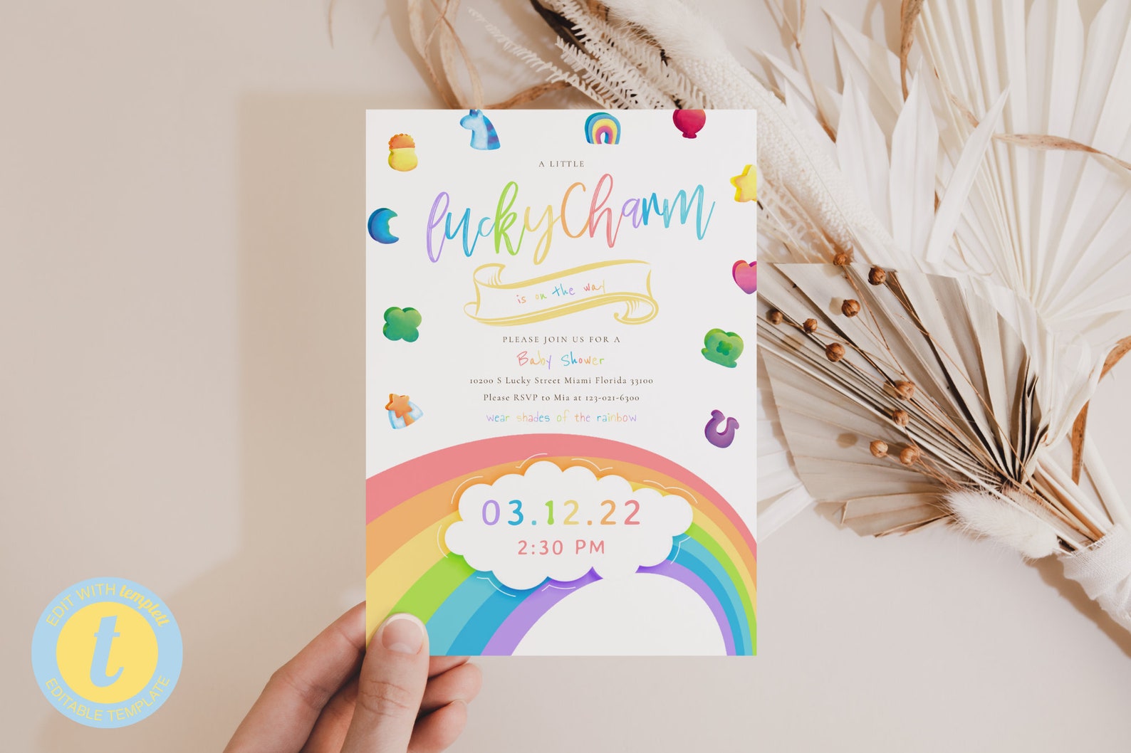 EDITABLE Lucky Charm Baby Shower Invitation Lucky Charm is on - Etsy