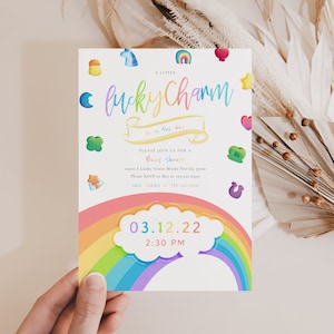 EDITABLE Lucky Charm Baby Shower Invitation Lucky Charm is on - Etsy