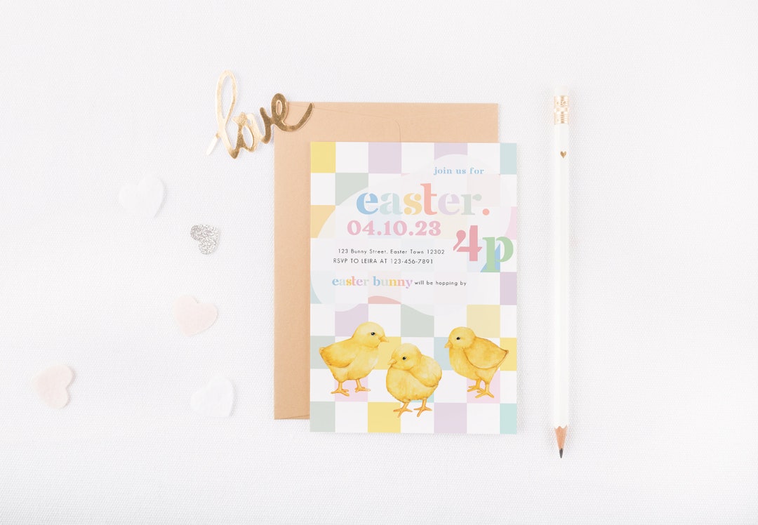 EDITABLE Chicks Rule Easter Checkerboard Invitation | Easter Party ...