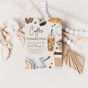 Self-editable Coffee Themed Birthday Invitation, Latte Fun, Coffee and ...