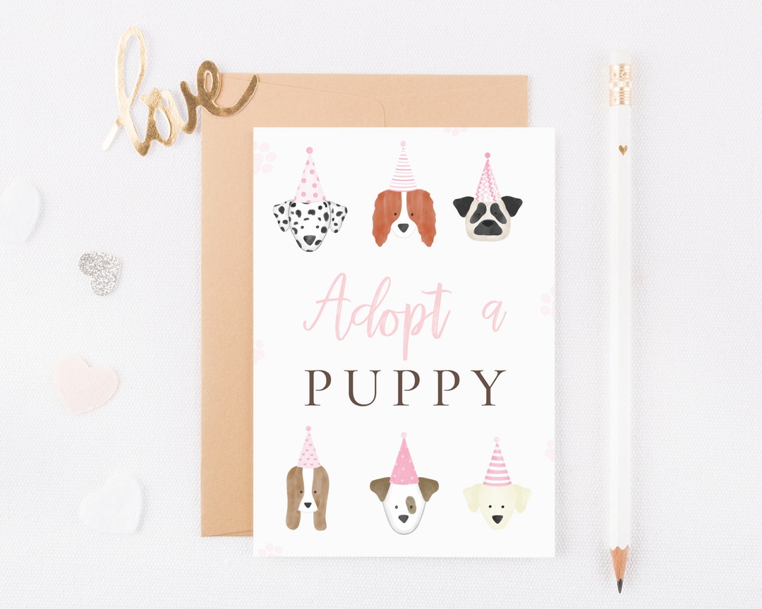INSTANT DONWLOAD Adopt A Puppy Sign, Printable, Dog Birthday Party ...