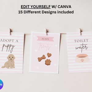 EDITABLE Printable Puppy Party Birthday Signs Bundle Set, Puppy Party ...