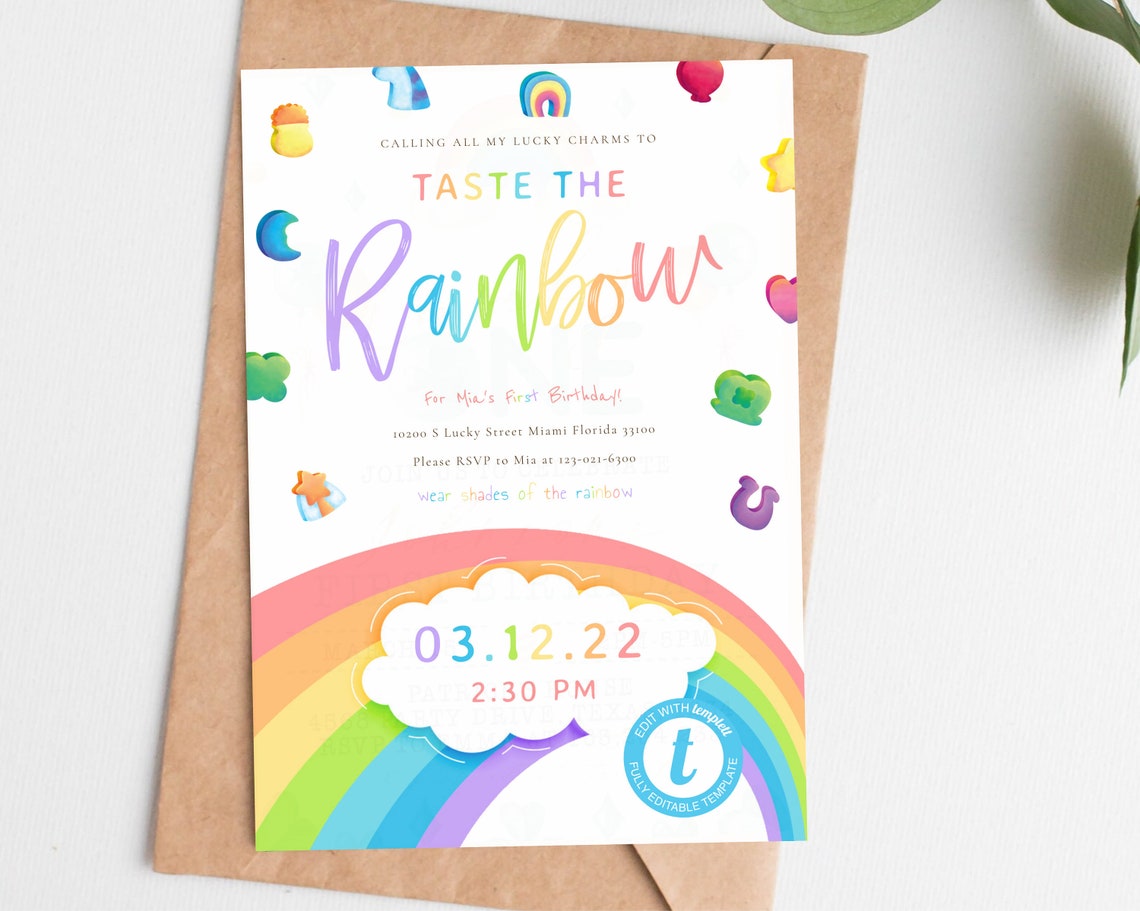EDITABLE Taste the Rainbow Invitation St Patricks Day Invite | Etsy