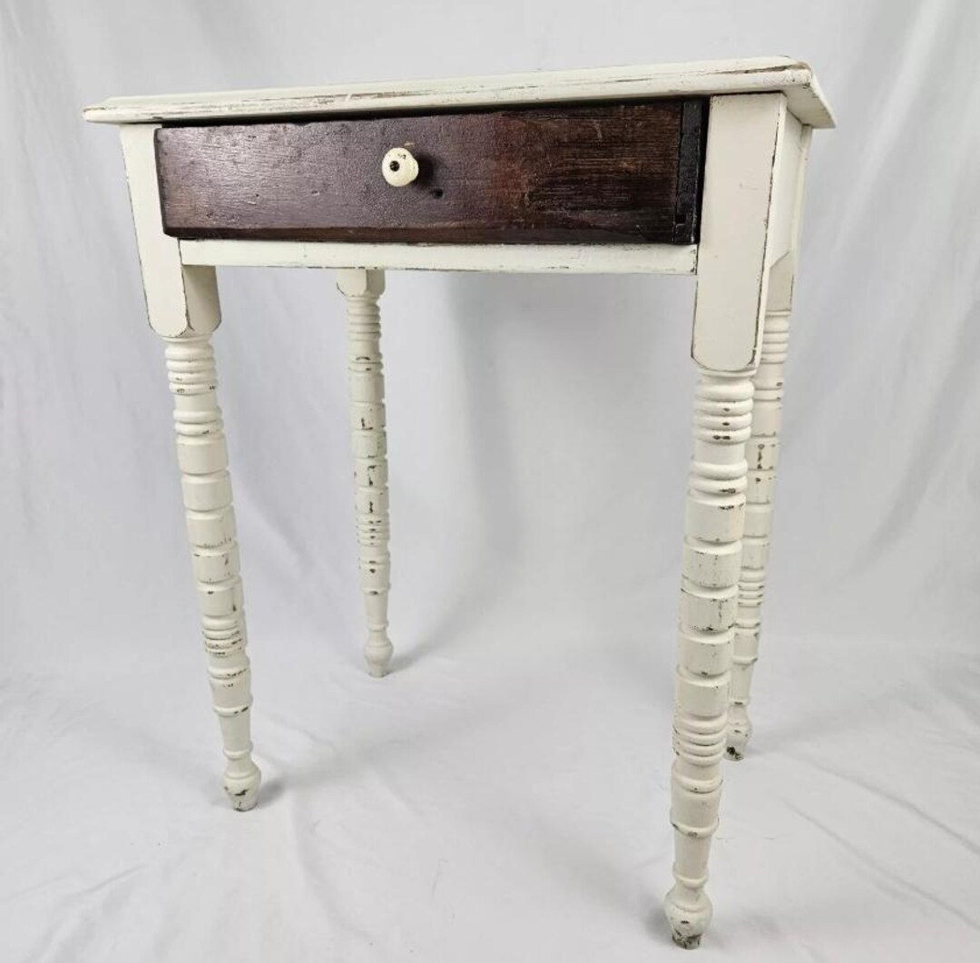 Rustic Antique Wooden Farmhouse Table Primitive Sheraton Style ...