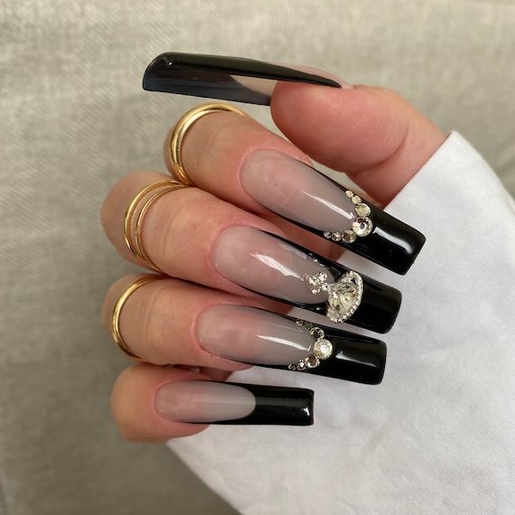 Buy SILVER PLANET Press on Nails With Charms Gems Online in India Etsy
