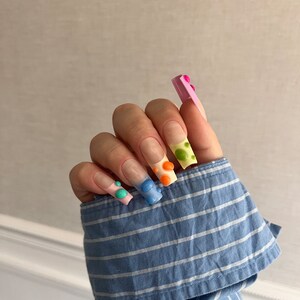 COLORFUL BLOBS 3d French Tip Press on Nails - Etsy