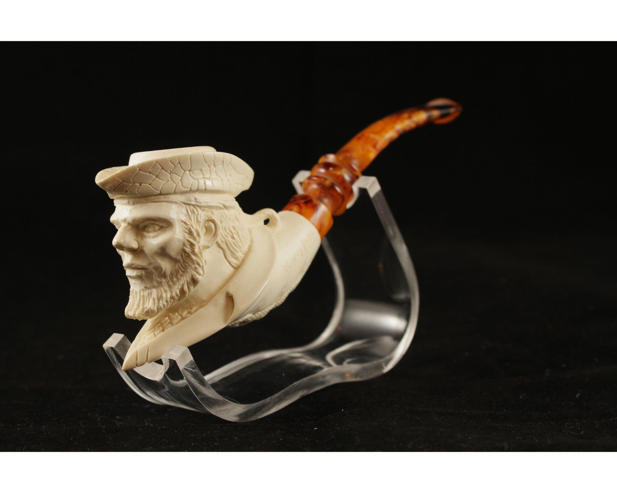 Bearded Man With Hat Bearded Man Pipe Meerschaum Pipe - Etsy UK