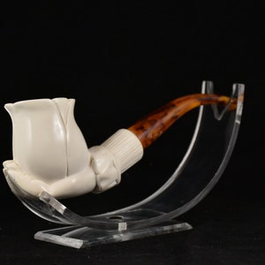Smooth Pipe With a Rose in a Hand Handmade Meerschaum Pipes - Etsy