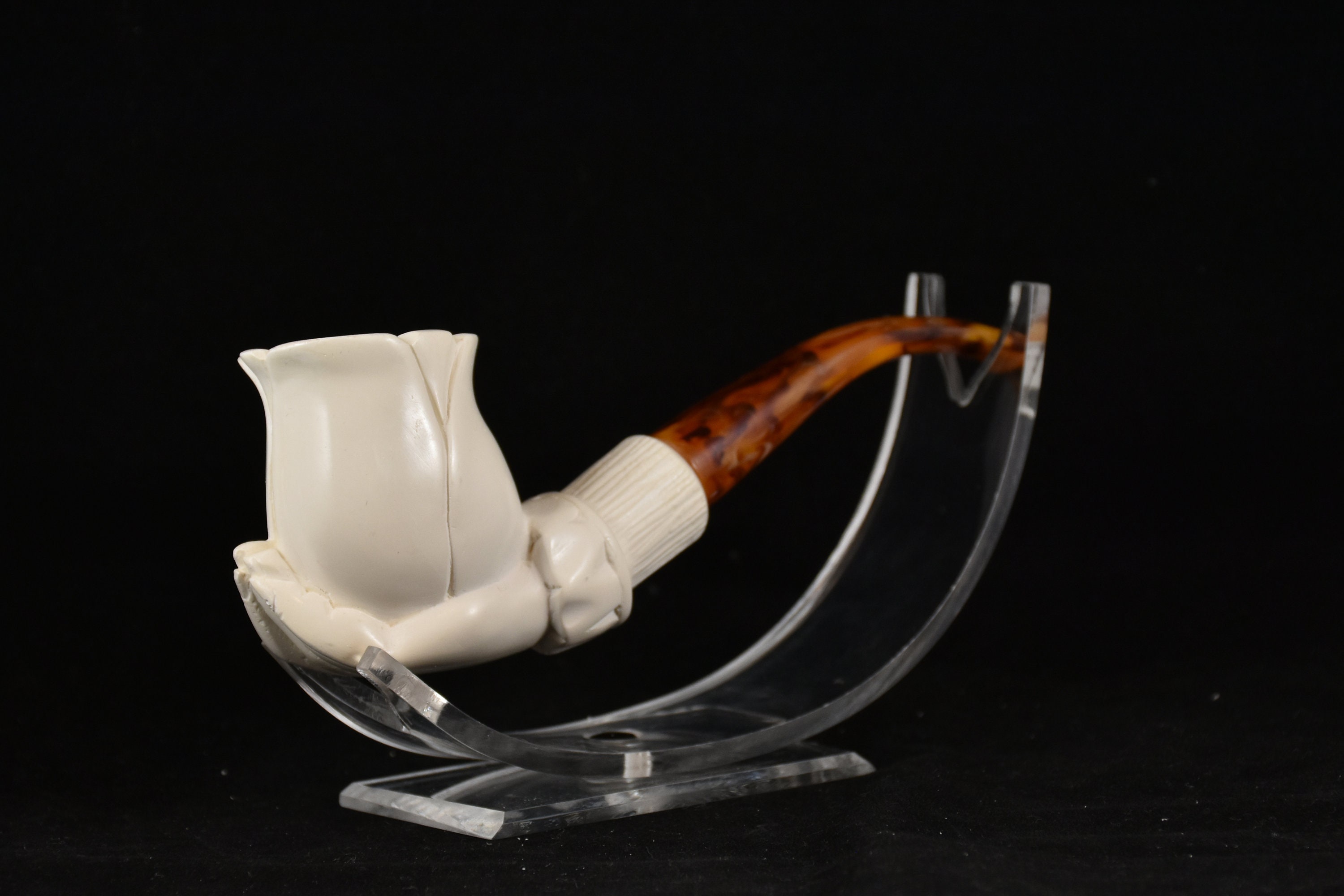 Smooth Pipe With a Rose in a Hand Handmade Meerschaum Pipes - Etsy