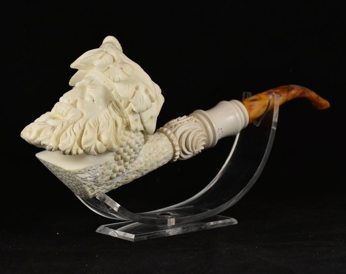 Long Stem Wine God Pipe, Bachhus Dionysus Meerschaum Pipe, Handmade ...