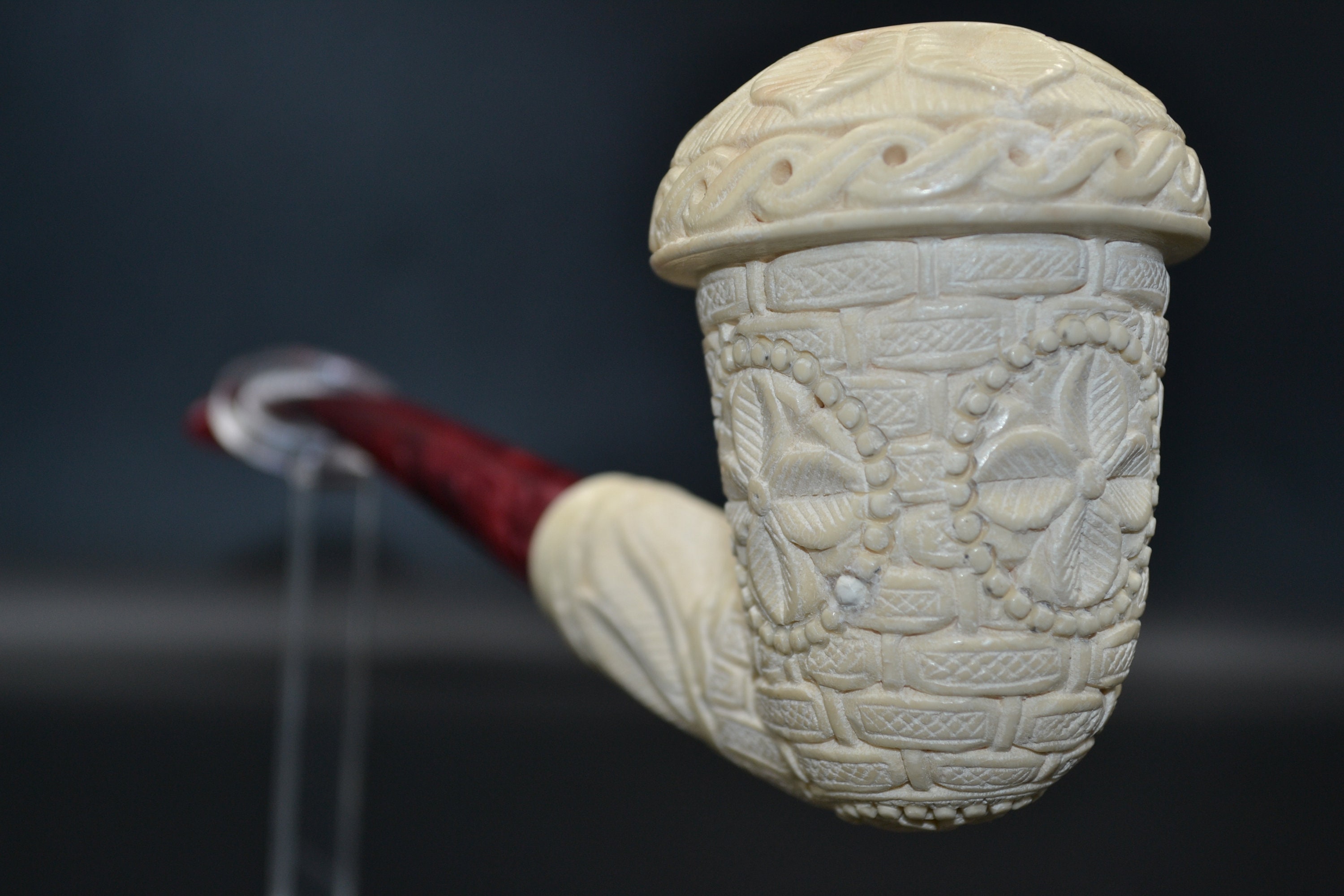 Long Stem Calabash Pipe Embossed Floral Calabash Pipe - Etsy