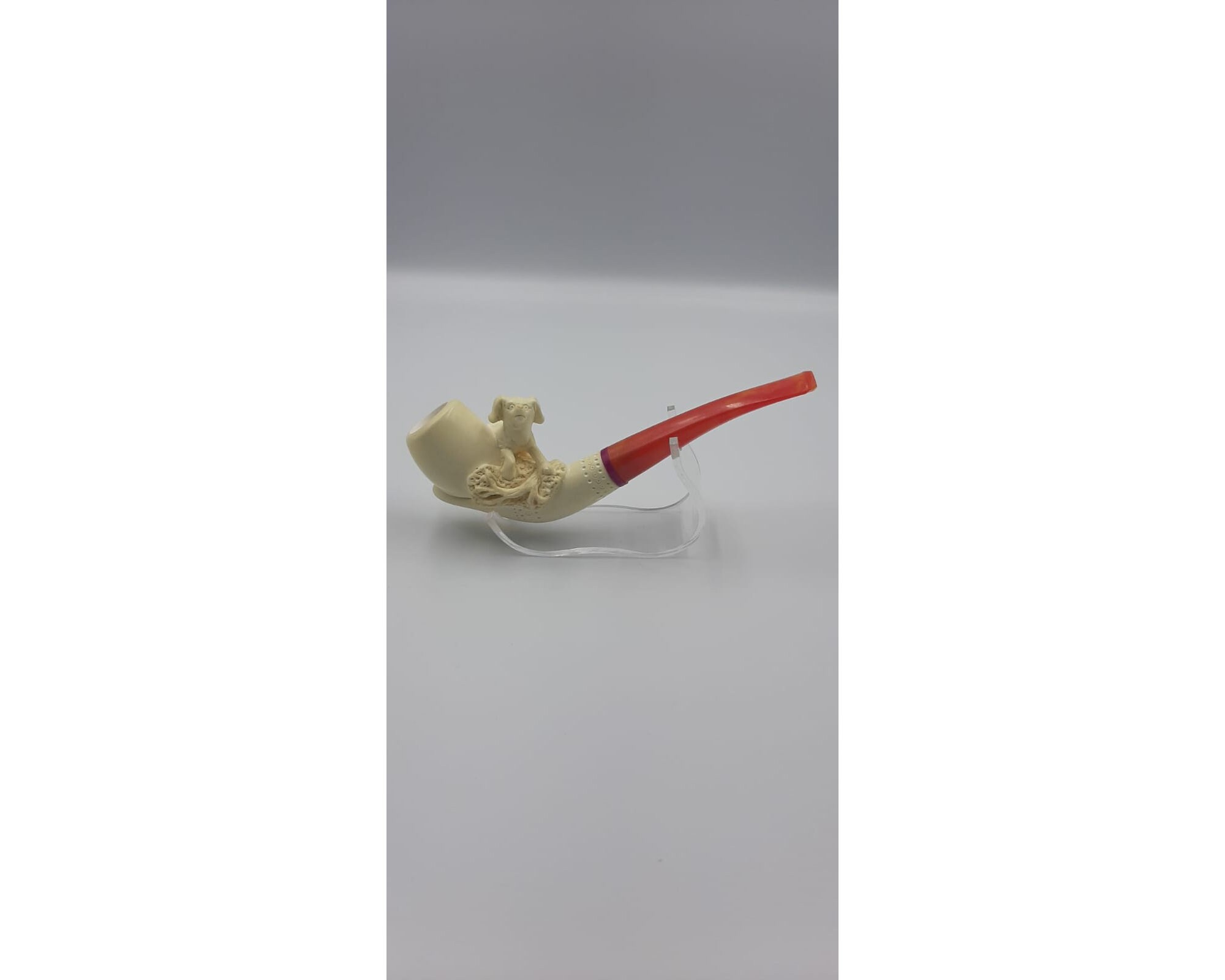 Dog on Smooth Pipe, Meerschaum Pipe, Dog Pipe, Handmade Meerschaum ...
