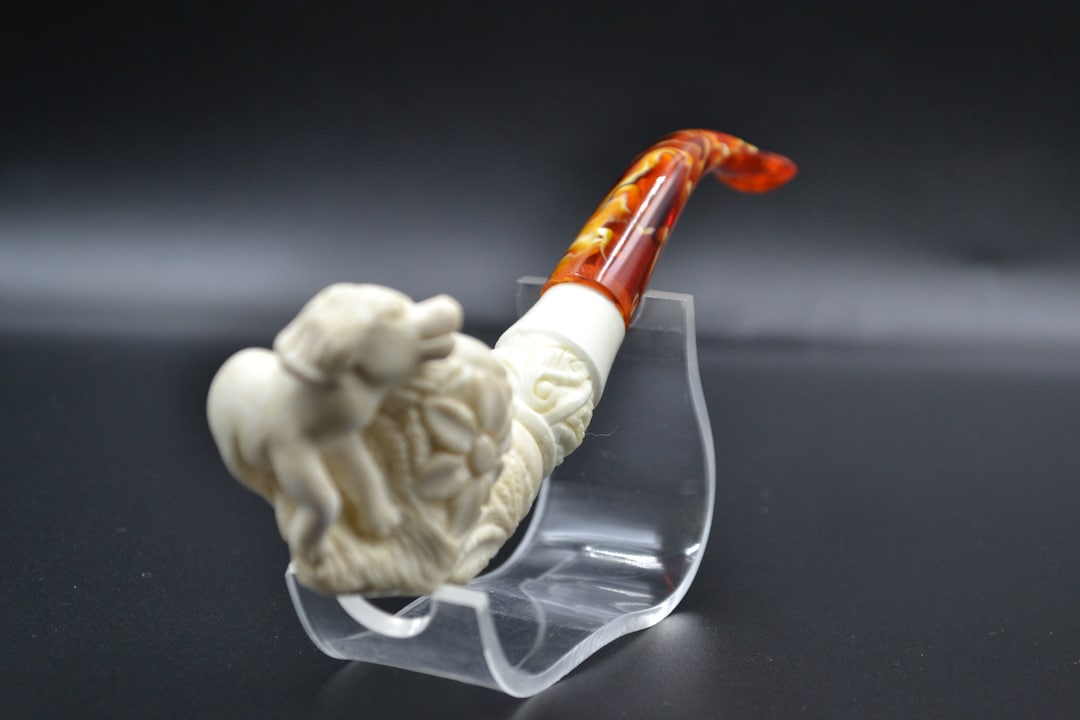 Embossed Floral Pipe, Dog Pipe, Puppy Pipe, Hunting Dog Pipe, Handmade ...