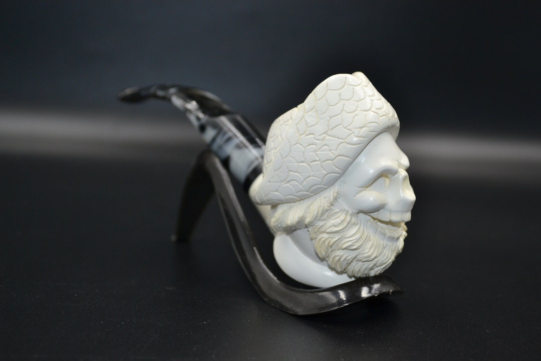 Bearded Skull Pipe, Death's Head Meerschaum Pipe, Handmade Meerschaum ...