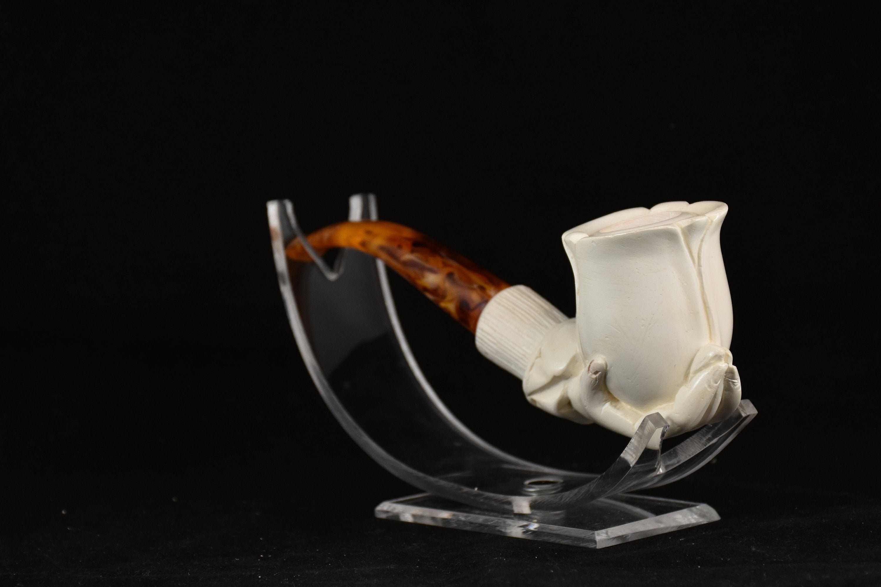 Smooth Pipe With a Rose in a Hand Handmade Meerschaum Pipes - Etsy