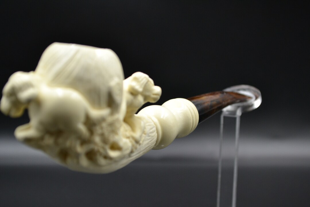 Dogs Playing Pipe, Hunting Dog Pipe, Dog Pipe, Handmade Meerschaum ...