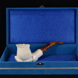 Smooth Pipe With a Rose in a Hand Handmade Meerschaum Pipes - Etsy
