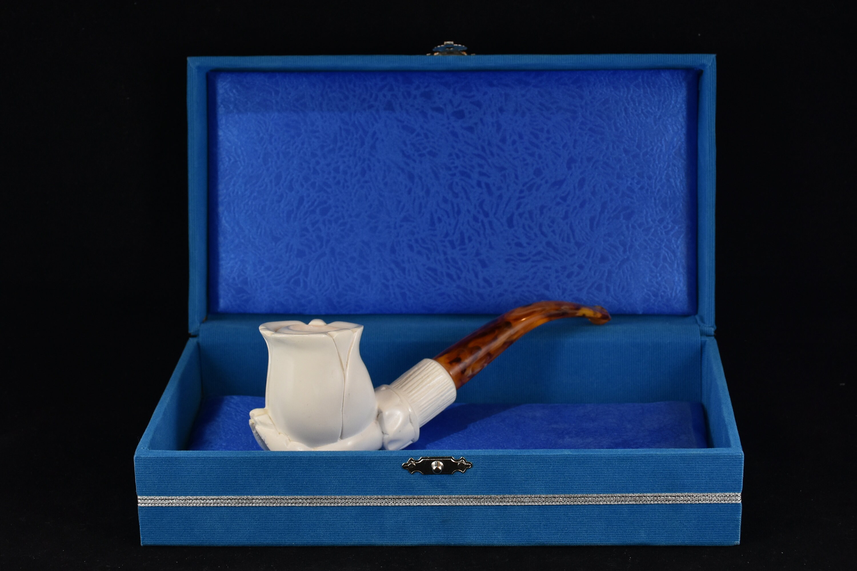 Smooth Pipe With a Rose in a Hand Handmade Meerschaum Pipes - Etsy