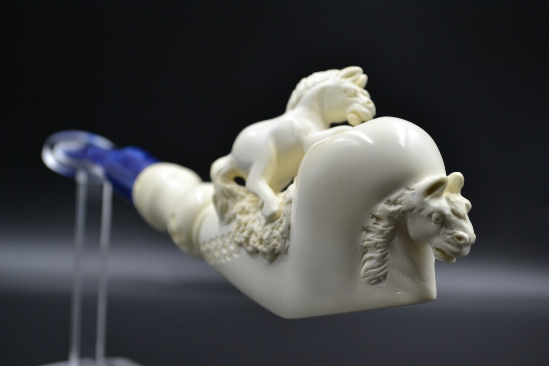 Beautiful Horse Pipe, Racing Horse Pipe, Unsmoked Block Meerschaum ...