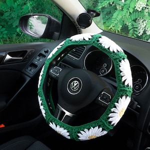 Boho Crochet Daisy Floral Car Wheel Cover for Women With Vintage ...