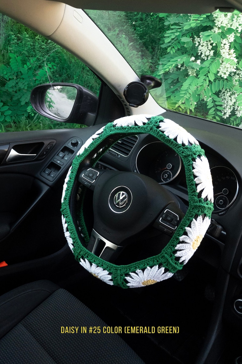 Boho Crochet Daisy Car Wheel Cover: Vintage Floral Aesthetic - Etsy