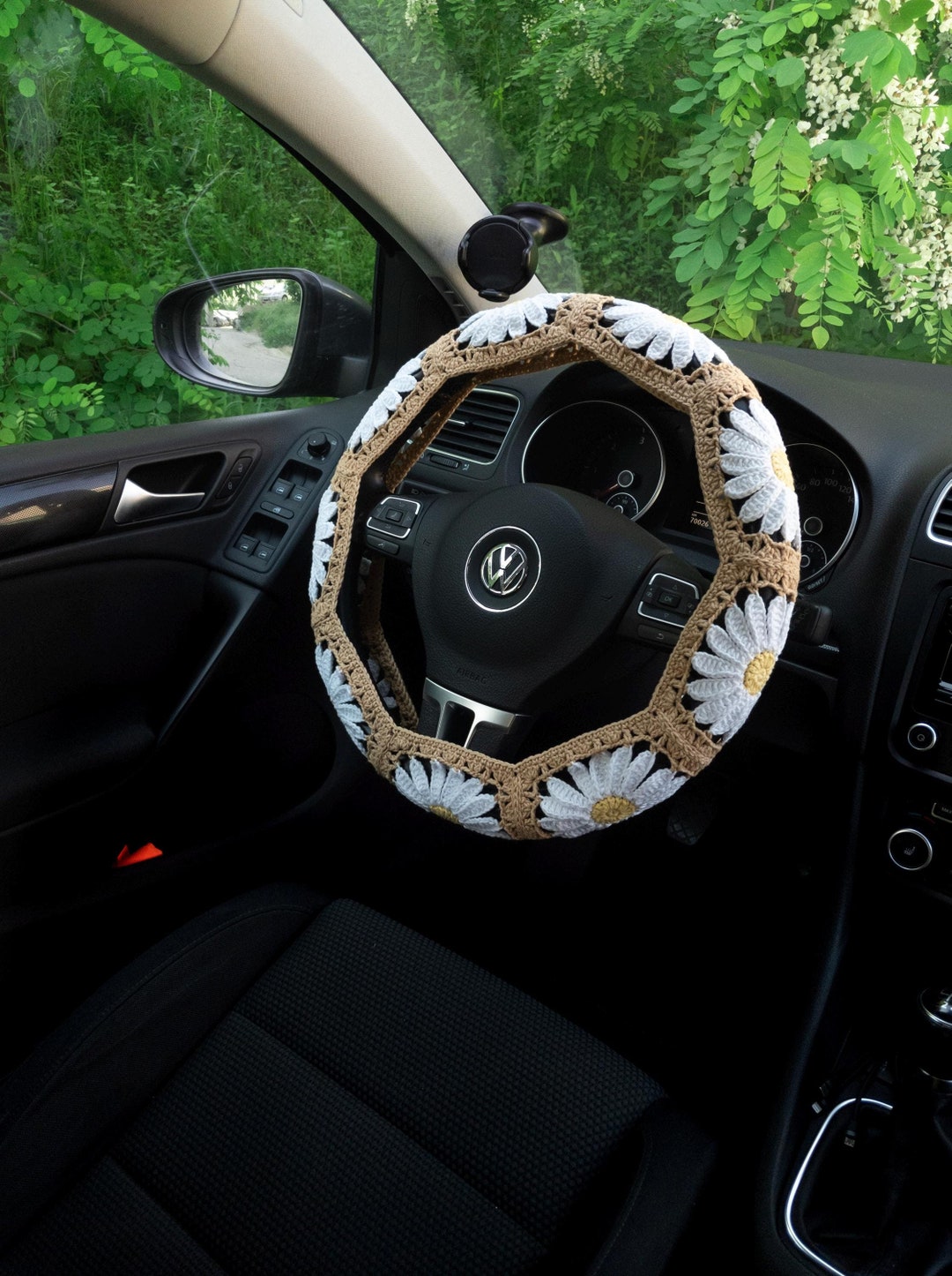 Boho Crochet Daisy Car Wheel Cover: Vintage Floral Aesthetic - Etsy