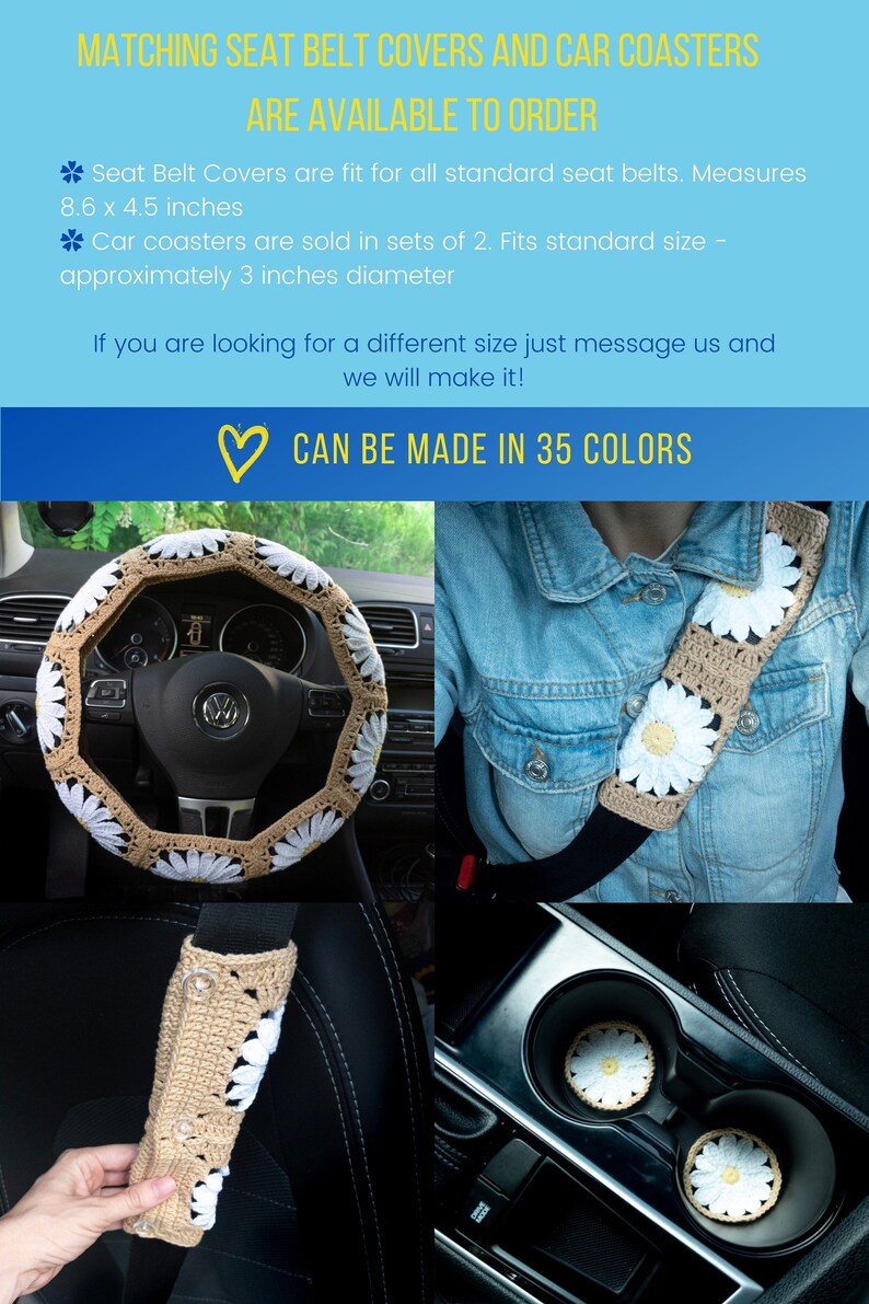 Boho Crochet Daisy Car Wheel Cover: Vintage Floral Aesthetic - Etsy
