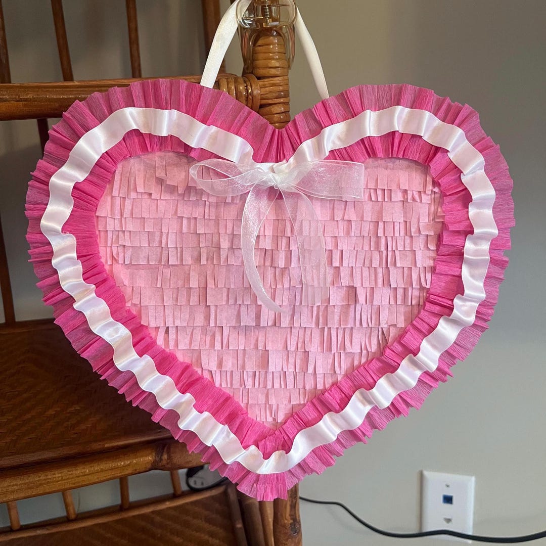 Handmade Heart Pinata With Ribbon Detail 9.5x10.5x3 - Etsy