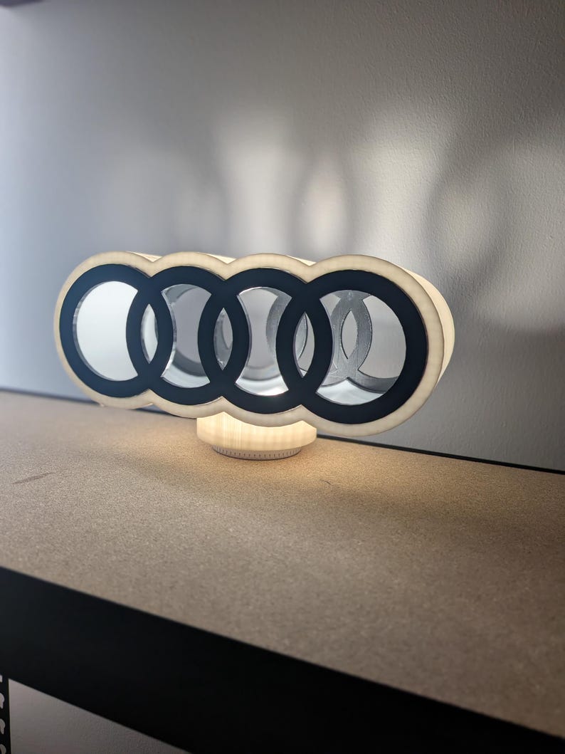 Audi Rings LED Lamp | 3D Printed Car Logo Light | Desk Lamp, Garage ...