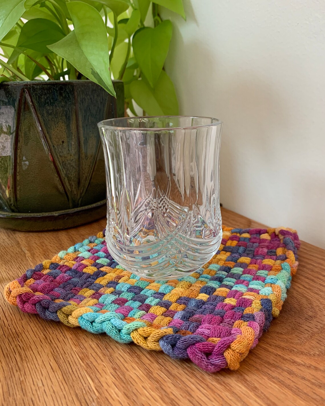 Teal Burst Handmade Loomed Potholder Pot Holder, Trivet, Coaster, Hot ...