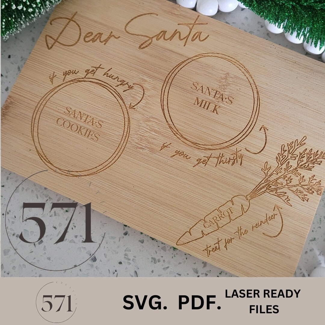 Christmas Tray SVG/ Cutting Board Laser Cut SVG File, Santa Cookie Tray ...