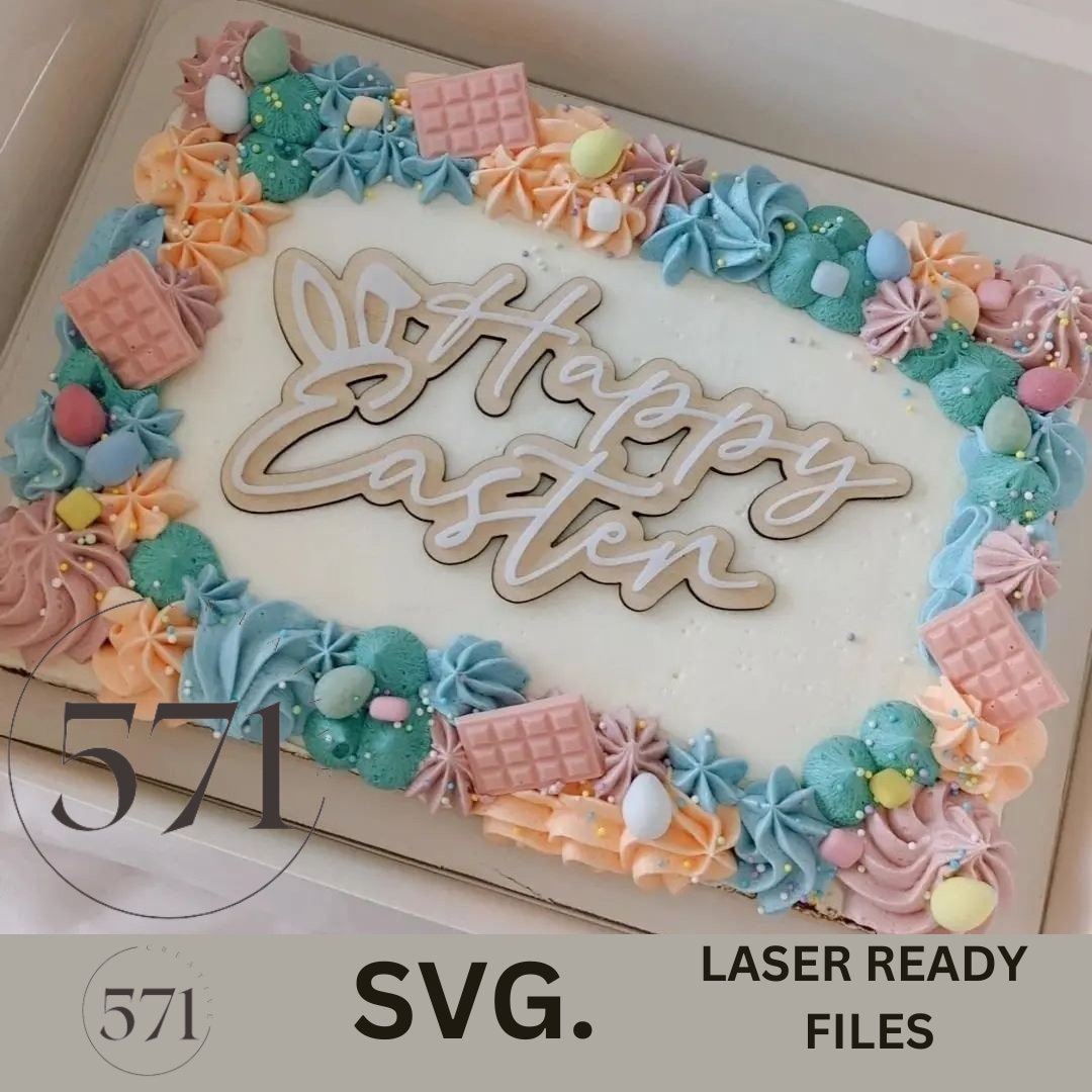 Happy Easter SVG, Easter Cake Topper SVG, Happy Easter Bunny SVG ...