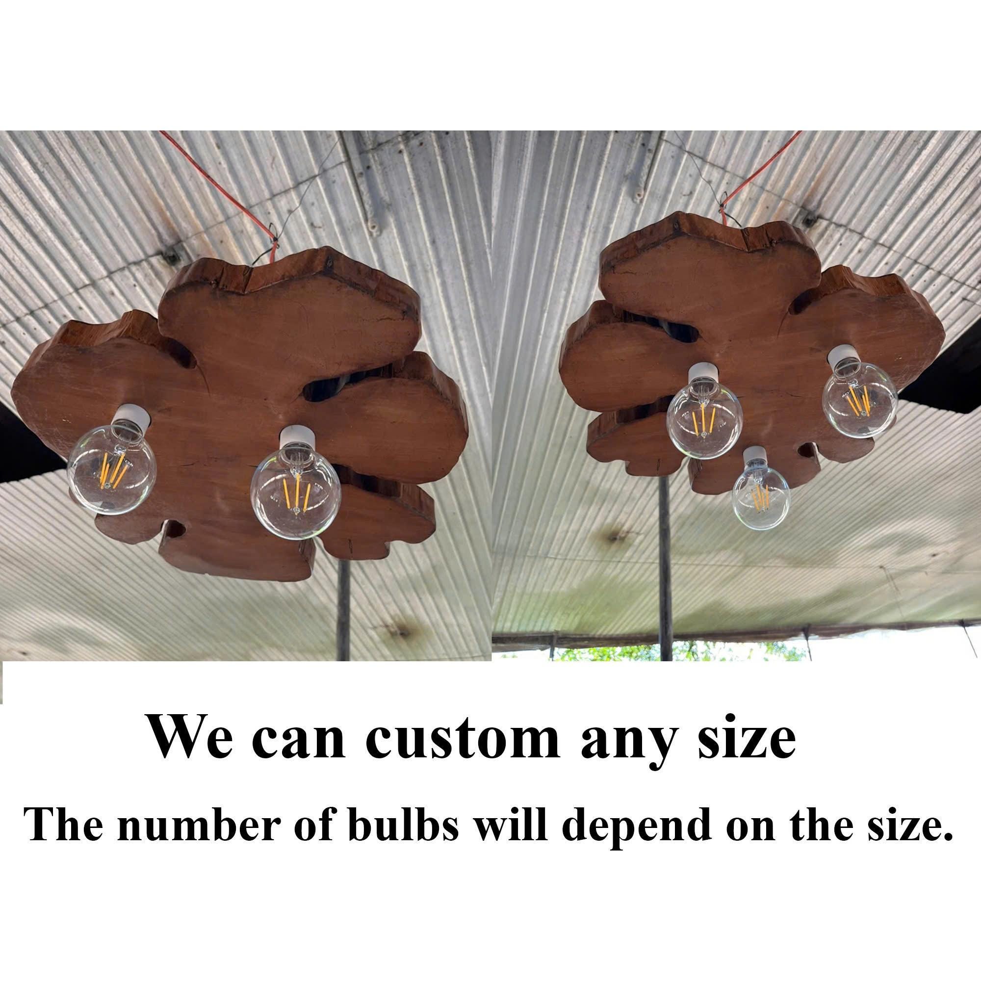 Live Edge Wood Slab Hanging Light Solid Wood Pendant Lamp Shade ...